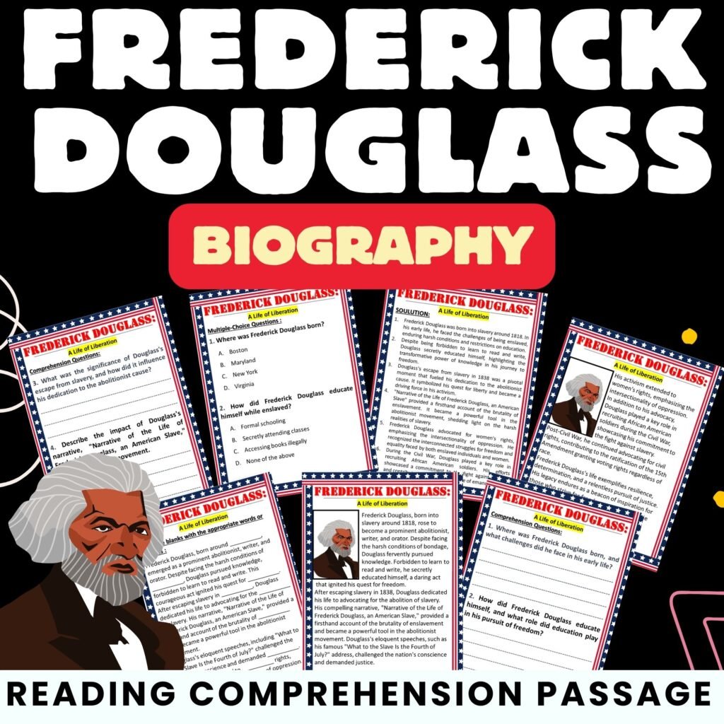 Frederick Douglass Biography Reading Comprehension Passage Activities ...