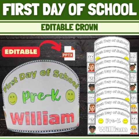 Editable Back to School Crown Hat Template for Kindergarten - Fun First ...