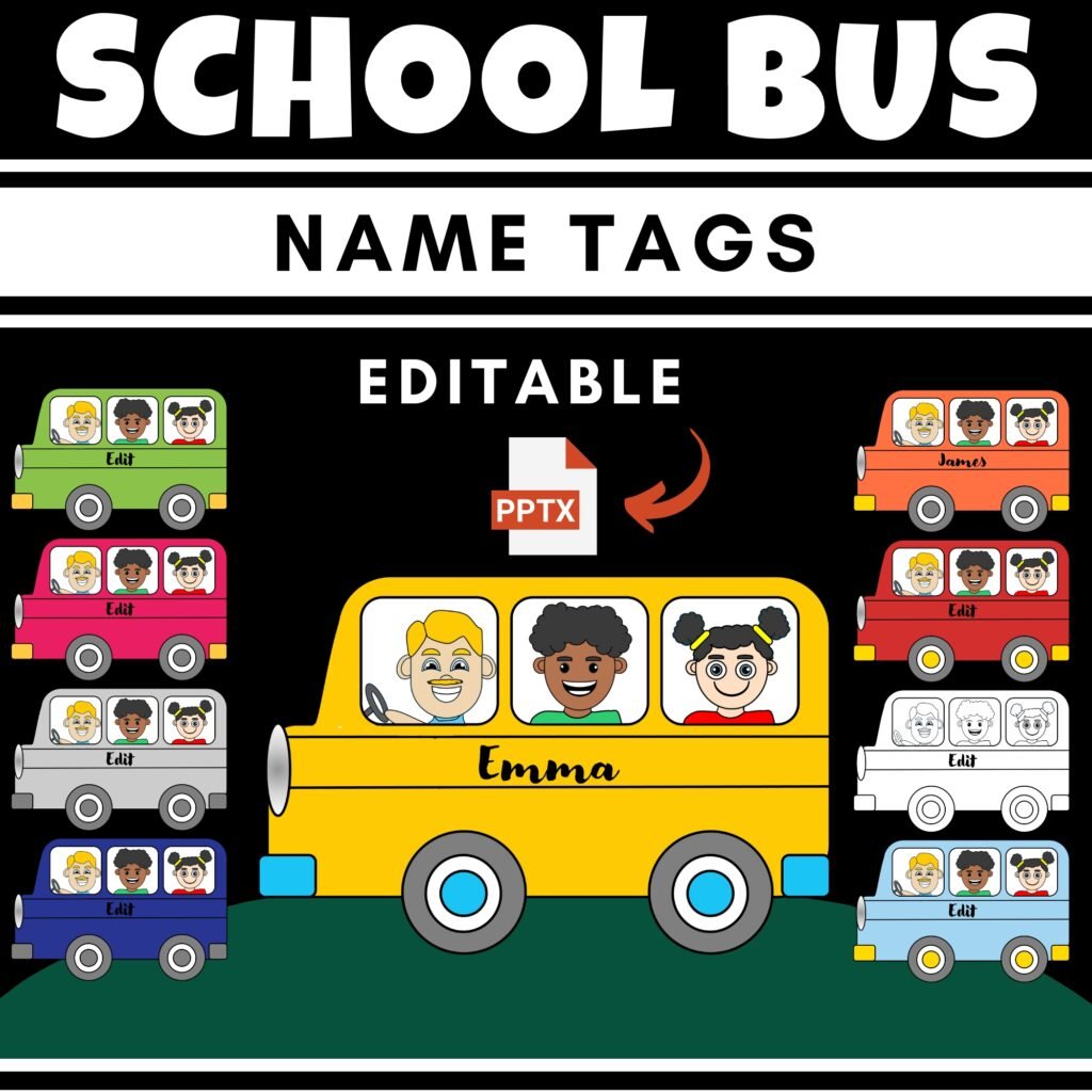 Editable School Bus Name Tags : Fun Classroom Decor for Back to School ...