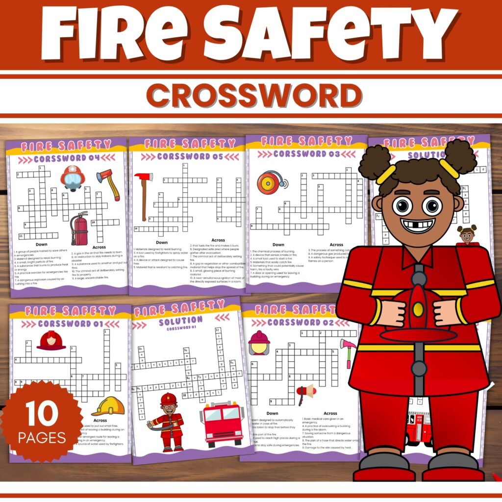 Fire Safety Week Crossword Puzzles Games Worksheet - Prevention Week ...