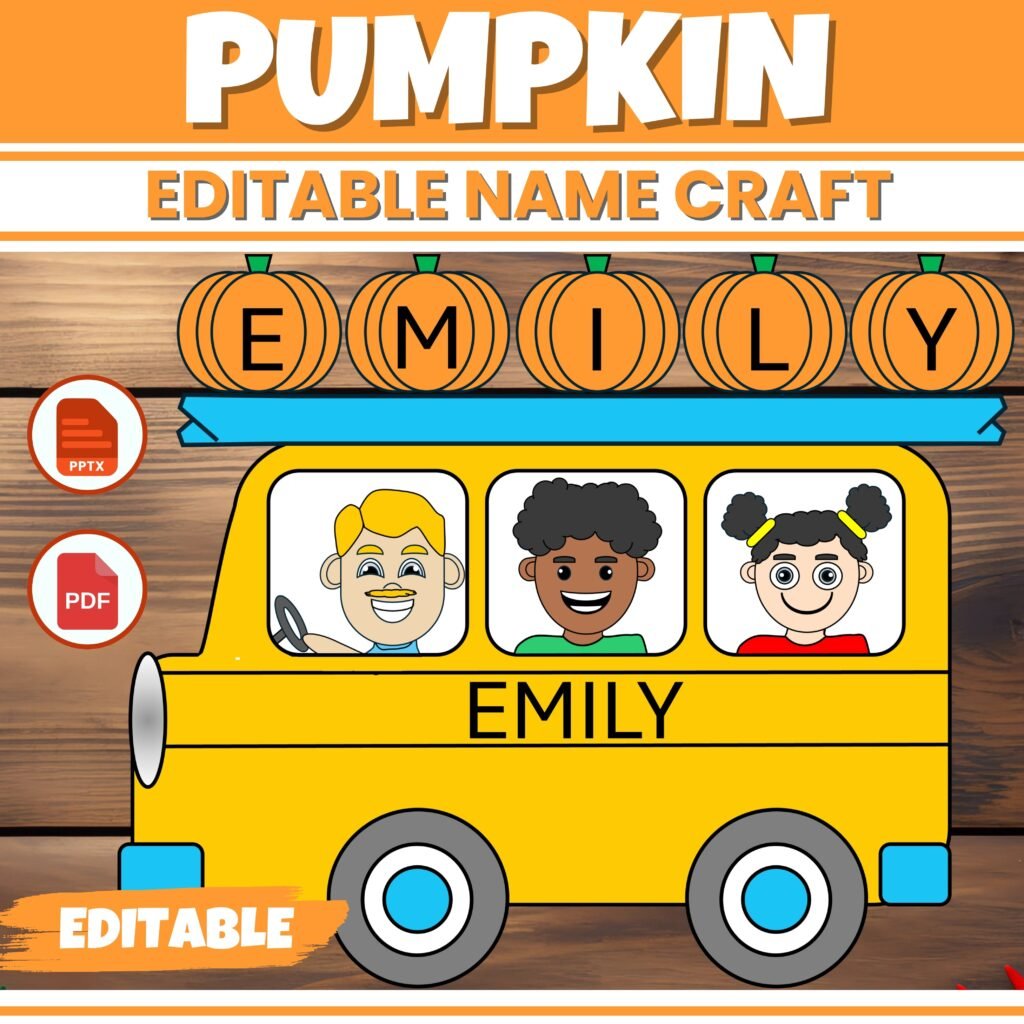 Editable Pumpkin Name Craft Activity | Bulletin Board Fall October ...